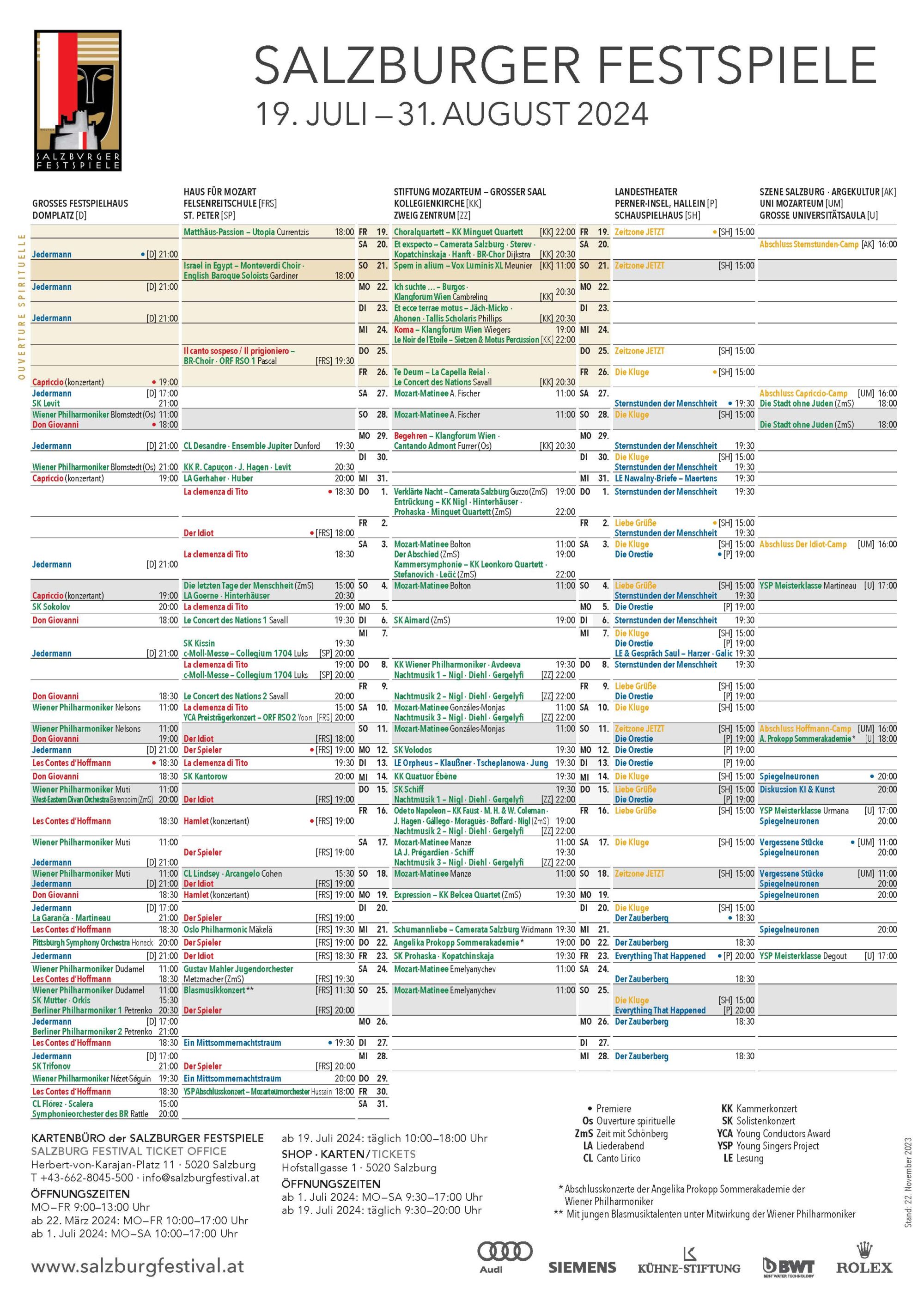 Programm Festspiele Salzburg
